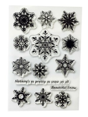 14 SNOWFLAKES CLEAR RUBBER STAMPS-WINTER/XMAS TRANSPARENT STAMP ...