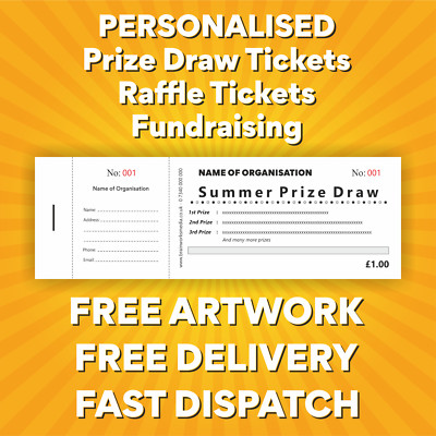 500 PERSONALISED PRIZE DRAW TICKETS - RAFFLE TICKETS - FUNDRAISING FREE ...