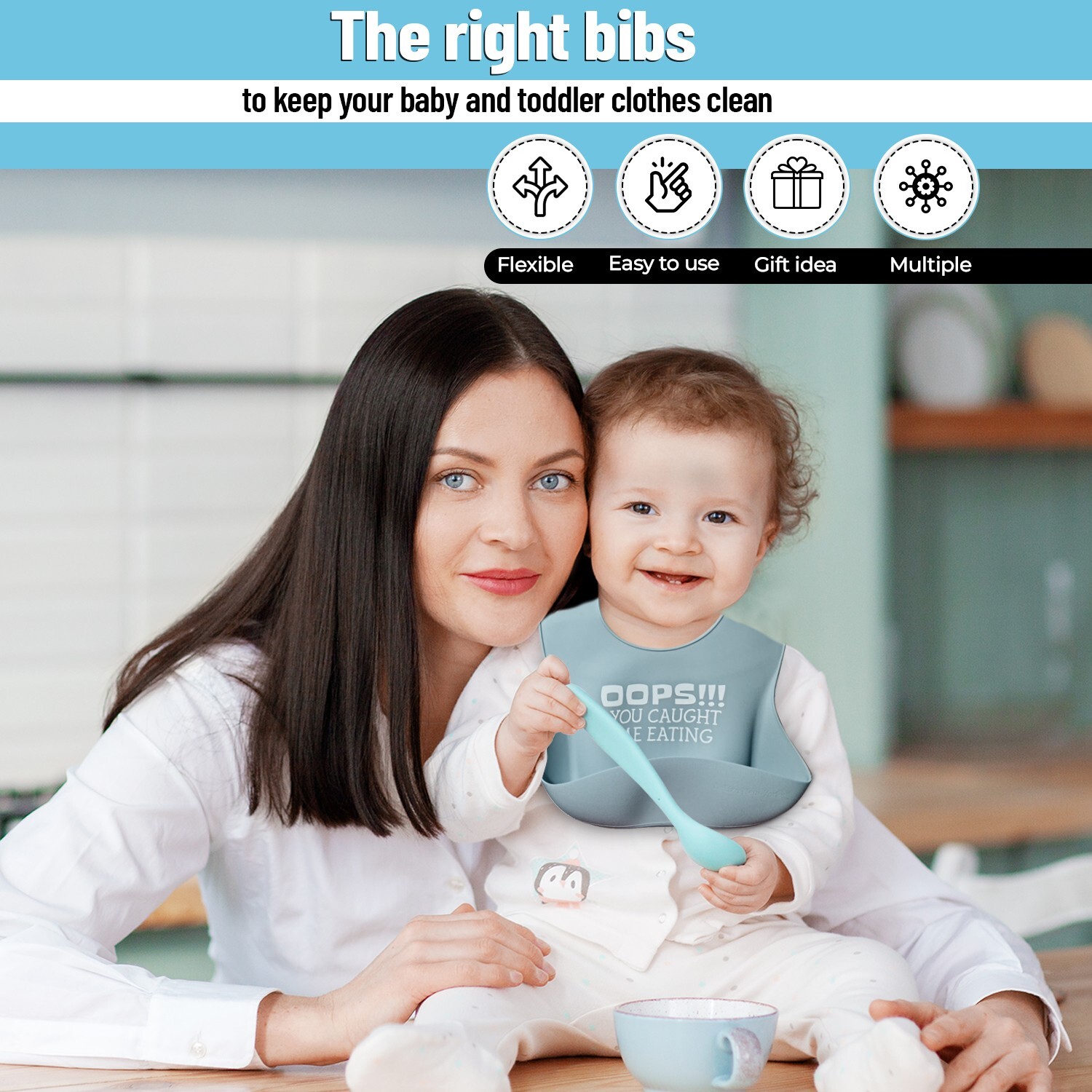 Silicone Baby Bibs With Funny Phrases (Set Of 2) Blue/Gray | eBay