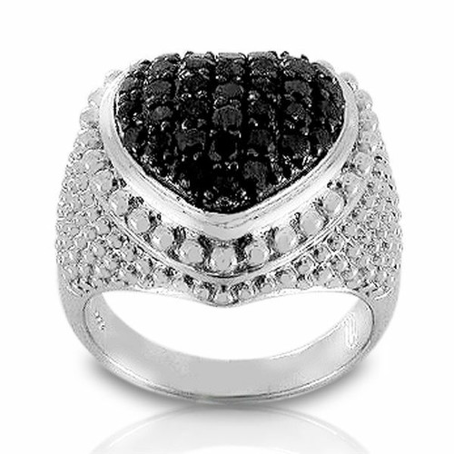 Solid Sterling Silver Black Diamond HEART Ring»R215 | eBay