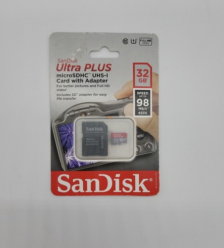 32GB SanDisk Ultra PLUS microSDHC UHS-I Memory Card with Adapter | eBay