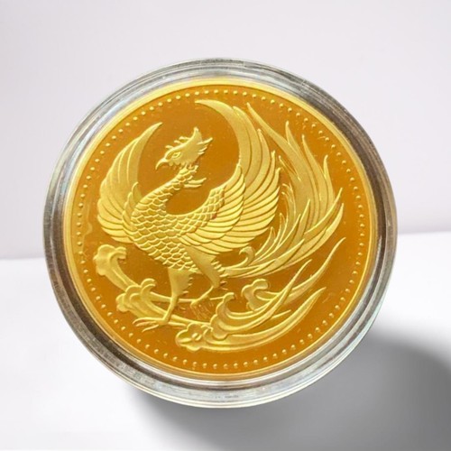 Phoenix Chrysanthemum Crest Gold Coin Medal 40mm in Clear Case For ...