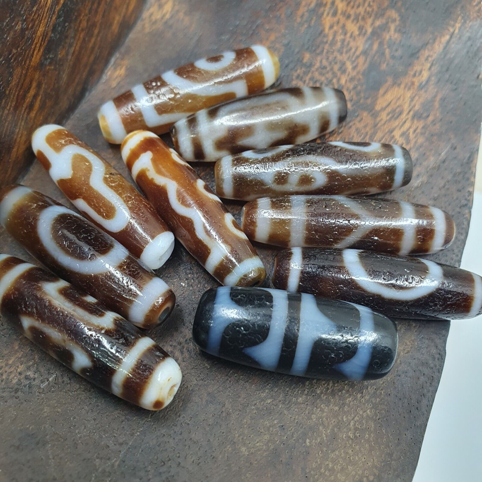 Lot 10 Tibetan Unique patterns Eyes Agate stone Dzi Bead Amulet L10P | eBay