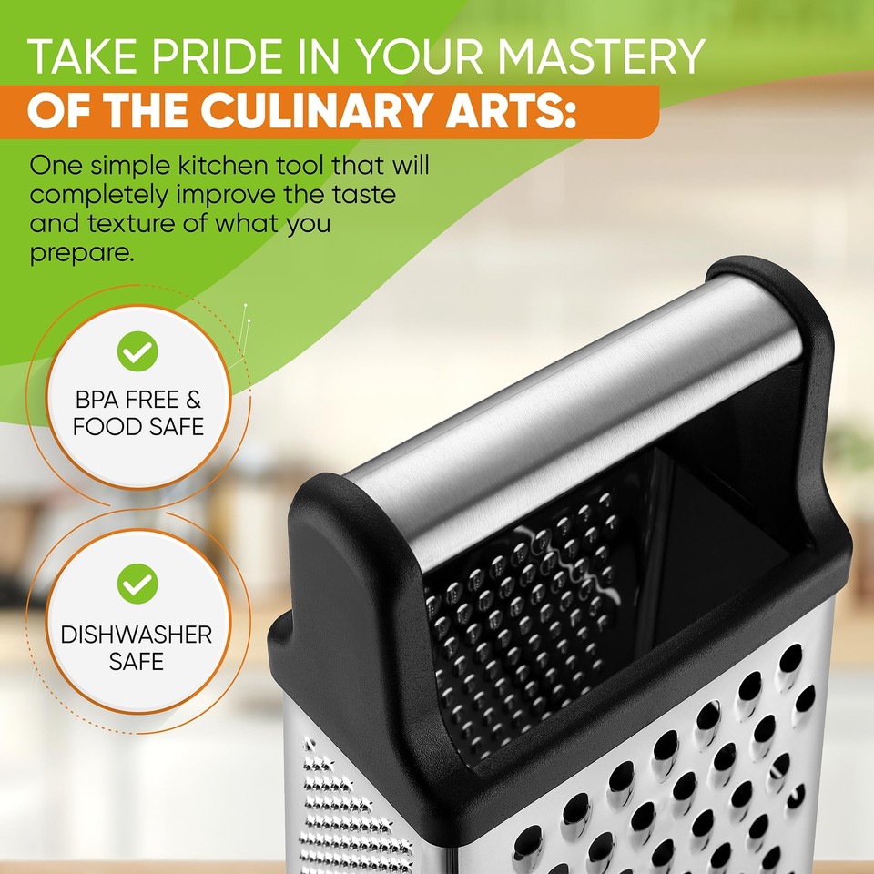 Professional Cheese Grater Stainless Steel Xl Size 4 Sides Box Grater ...