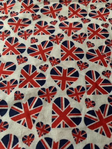 COTTON UNION JACK FABRIC KING CORONATION FLAG BUNTING 71cm x 112cm 3 ...