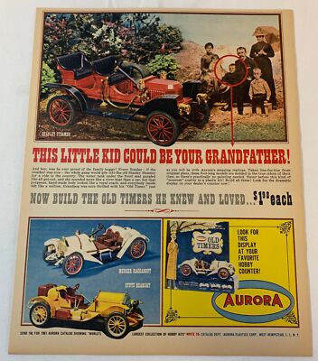 1961 Aurora model kits ad page ~STANLEY STEAMER, MERCER RACEABOUT ...