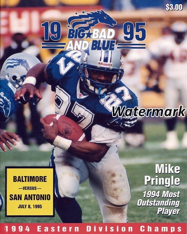 1995 CFL Mike Pringle Baltimore Stallions Game Program REPRINT 8 X 10 ...