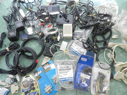 VTG HUGE LOT COMPUTER CABLE CONNECTOR ADAPTER RADIO SHACK MEDIA PHONE ...