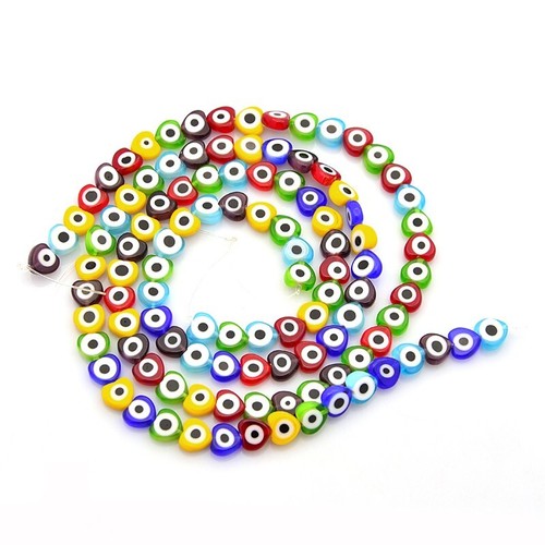 Handmade Evil Eye Lampwork Heart Bead Strands Mixed Color 6mm - 8mm ...