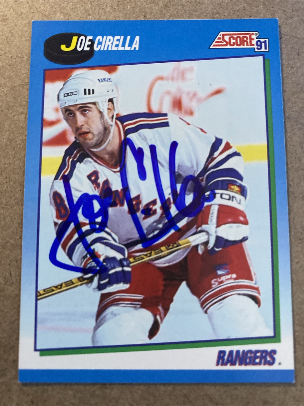 1991-92 Score Canadian Bilingual #441 Joe Cirella AUTOGRAPHED New York ...
