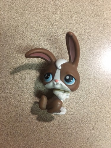 Littlest Pet Shop LPS #121 Brown White EASTER Bunny Rabbit Blue Eyes ...