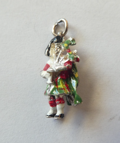 Vintage Sterling Silver & Enamel Scottish Highland Bagpipe Piper Charm ...