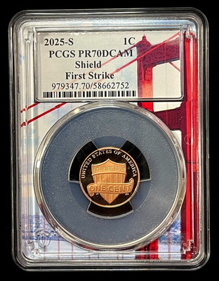 2025-S 1C PROOF LINCOLN CENT SHIELD FIRST STRIKE PCGS PR70DCAM - BRIDGE ...