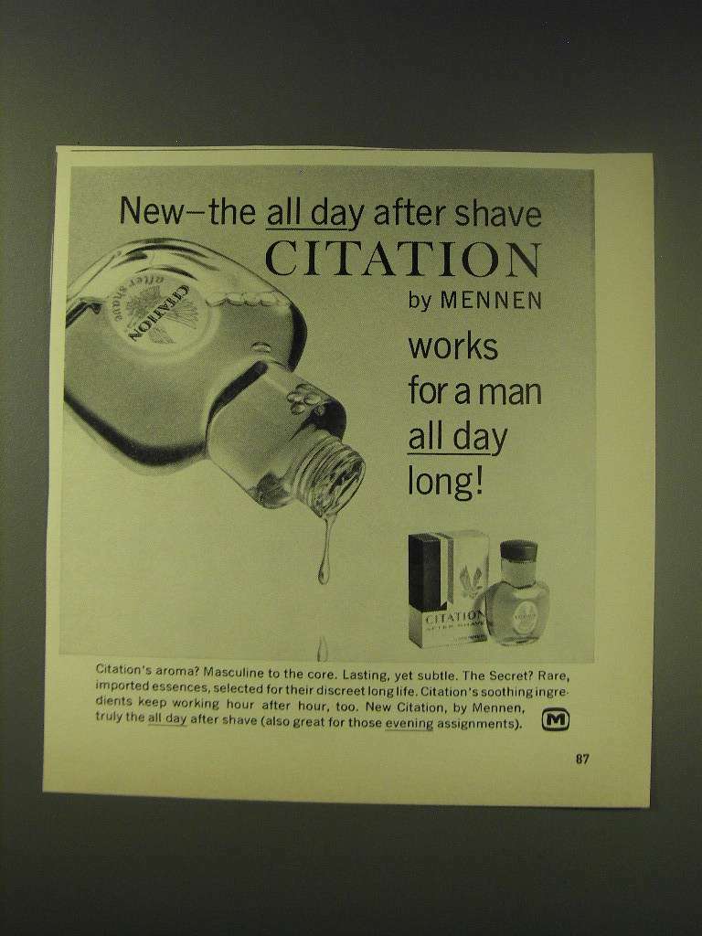 1964 Mennen Citation After Shave Ad - New - the all day after shave | eBay
