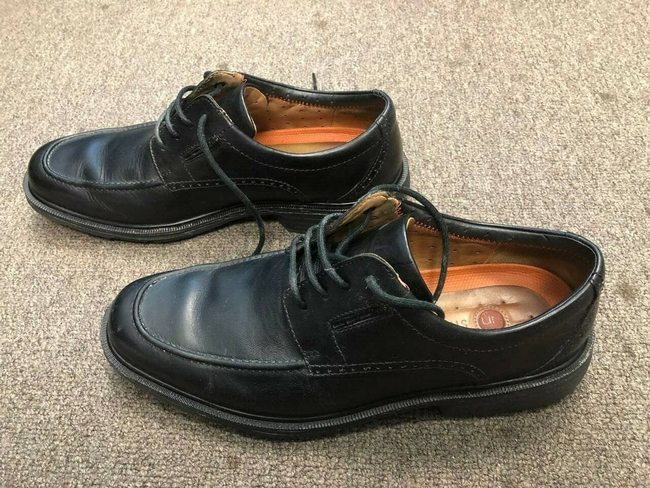 Clarks Mens Un.Structured Black Leather Shoes (Size 8… - Gem