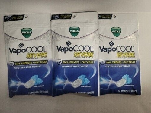 Vicks VAPOCOOL Severe Medicated Drops WINTERFROST 18ct ( 3 pack ) | eBay