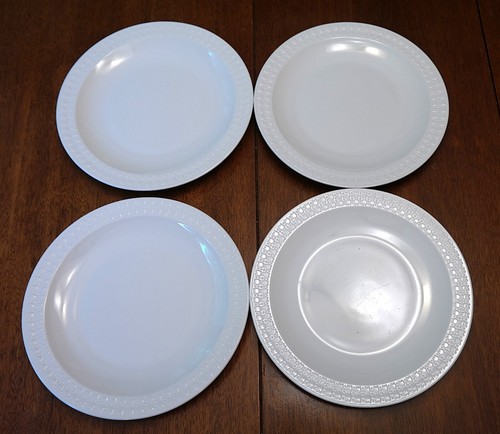 Set of 4 Pyroceram White Tulip Rim Luncheon Plates 9" Tableware by ...