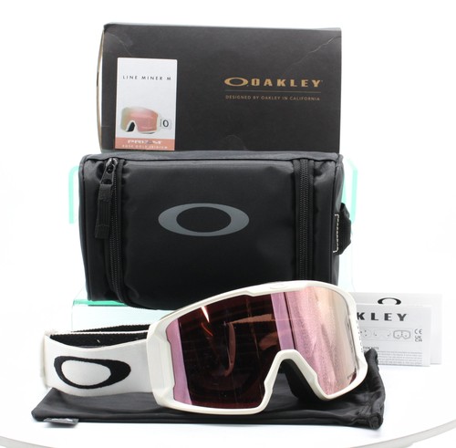 OAKLEY LINE MINER MEDIUM SNOW SKI GOGGLES PRIZMWHITE ROSE GOLD RRP £150 ...