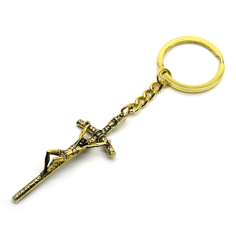 Metal Cross Keychain Jesus Key Rings Religious Car Key Holder for ...