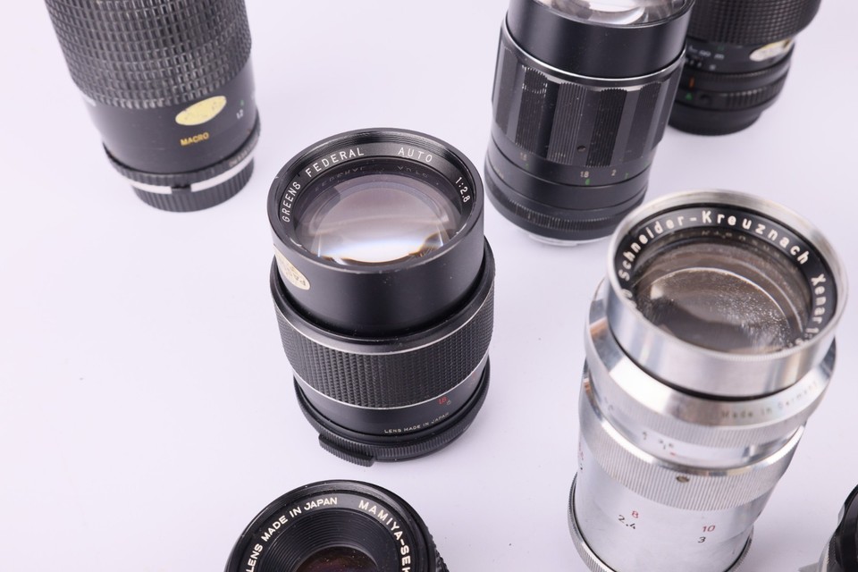 Assorted Vintage Film Camera Lenses Job Lot, Canon, Nikkor-S, Pentax-M ...