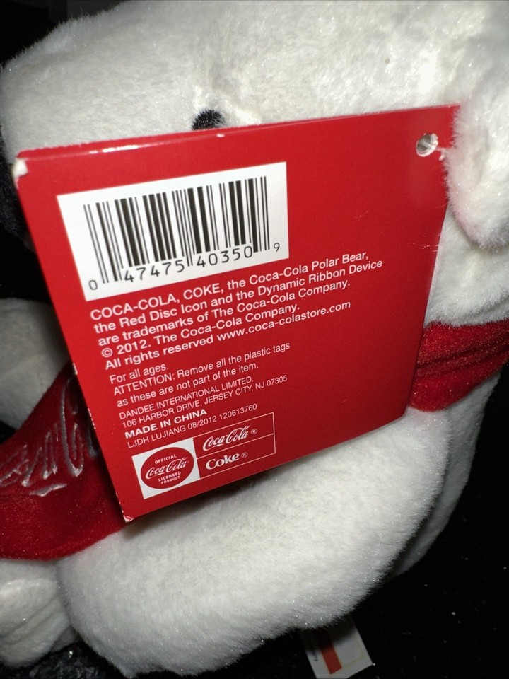 Coca-Cola Polar Bear w/ Red Scarf - 8in. Stuffed/Plush Bear - With Tag ...