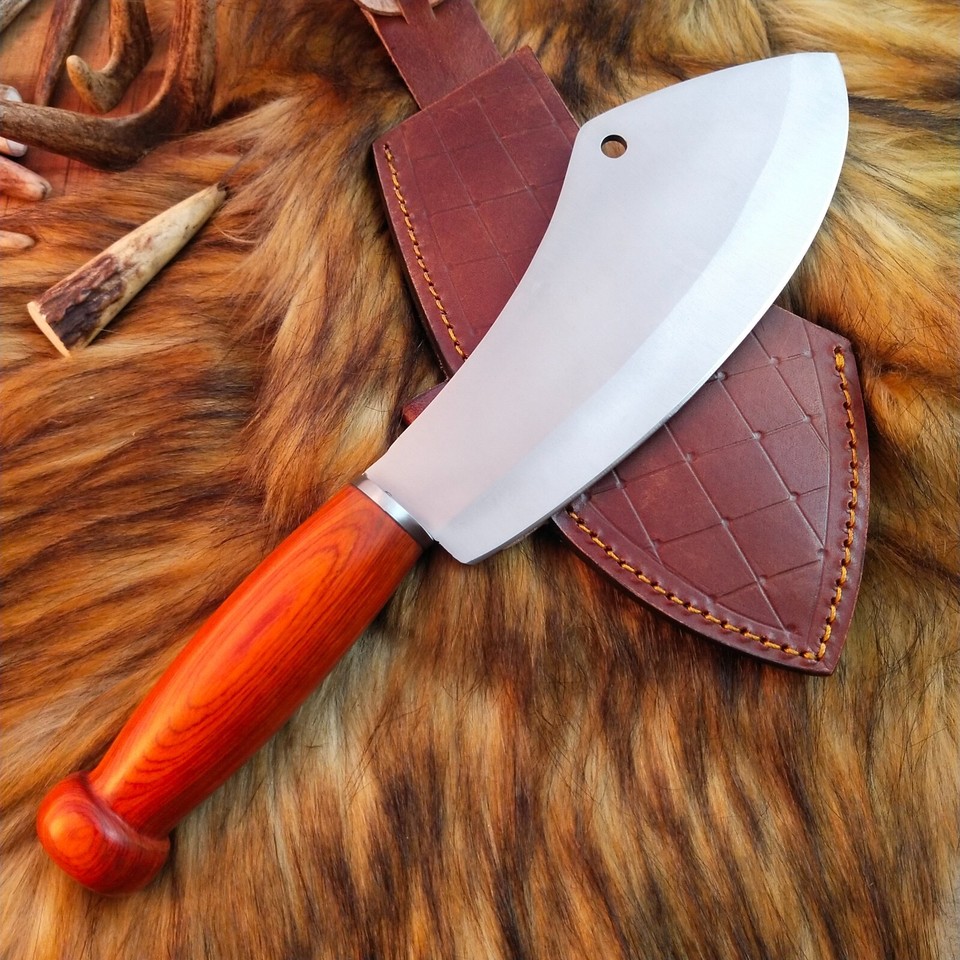 CUSTOM HANDMADE D2 TOOL STEEL HUNTING CLEAVER CHOPPER KNIFE W/SHEATH H ...