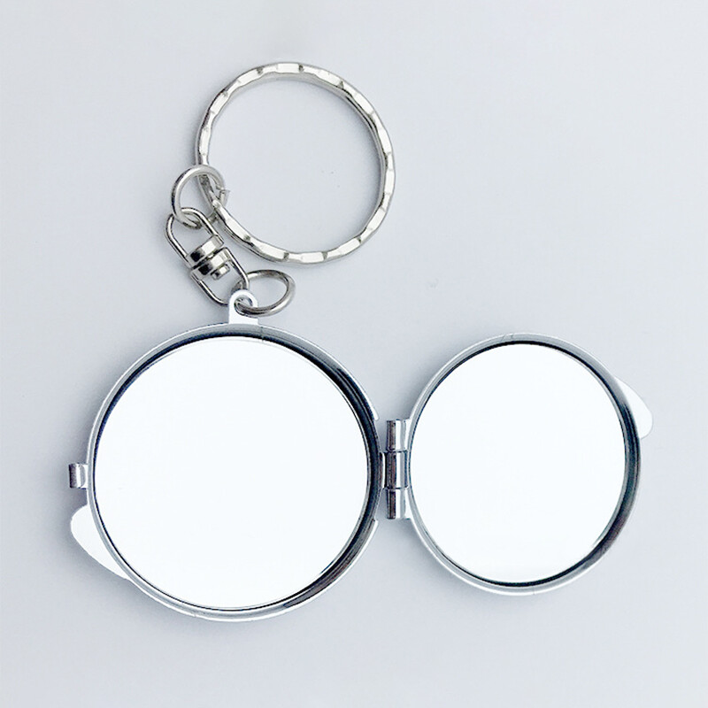Round Heart Oval Square Shaped Double Sided Cosmetic Mirror Keychain ...
