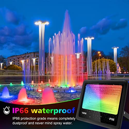 Remon 100W RGB LED Flood Lights, Color Changing Floodlight with 100W ...
