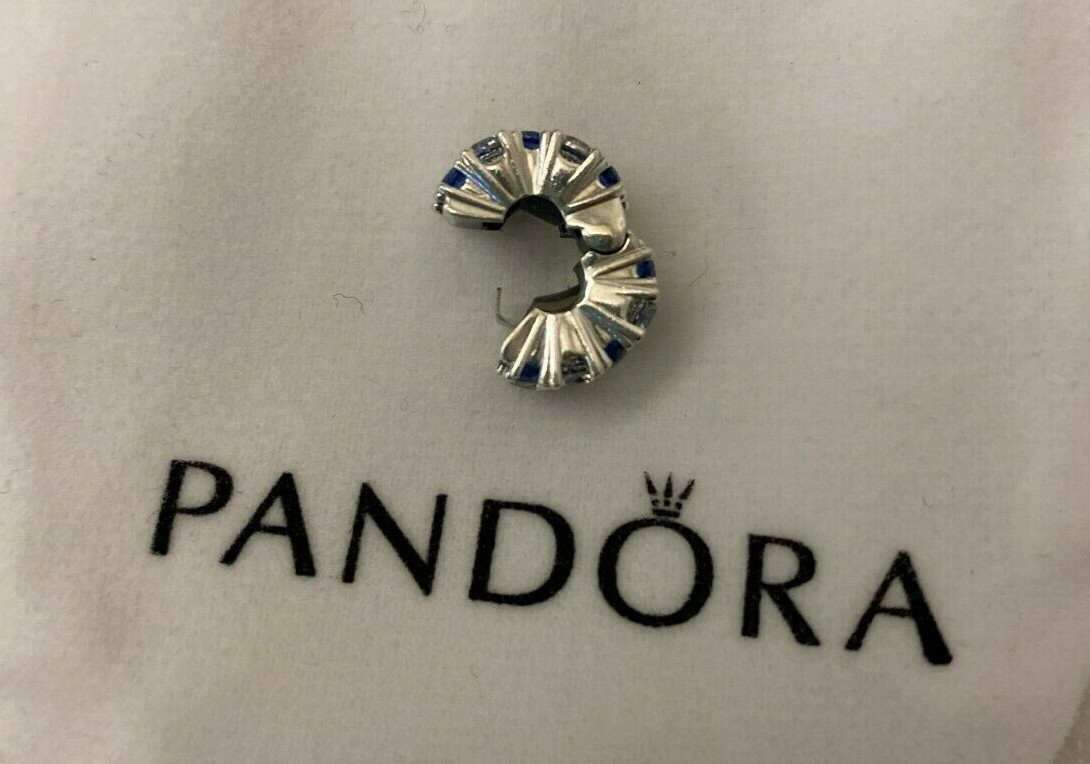 NEW 2020 PANDORA CLEAR & BLUE SPARKLING CLIP charm 799171c01 $55 Free ...