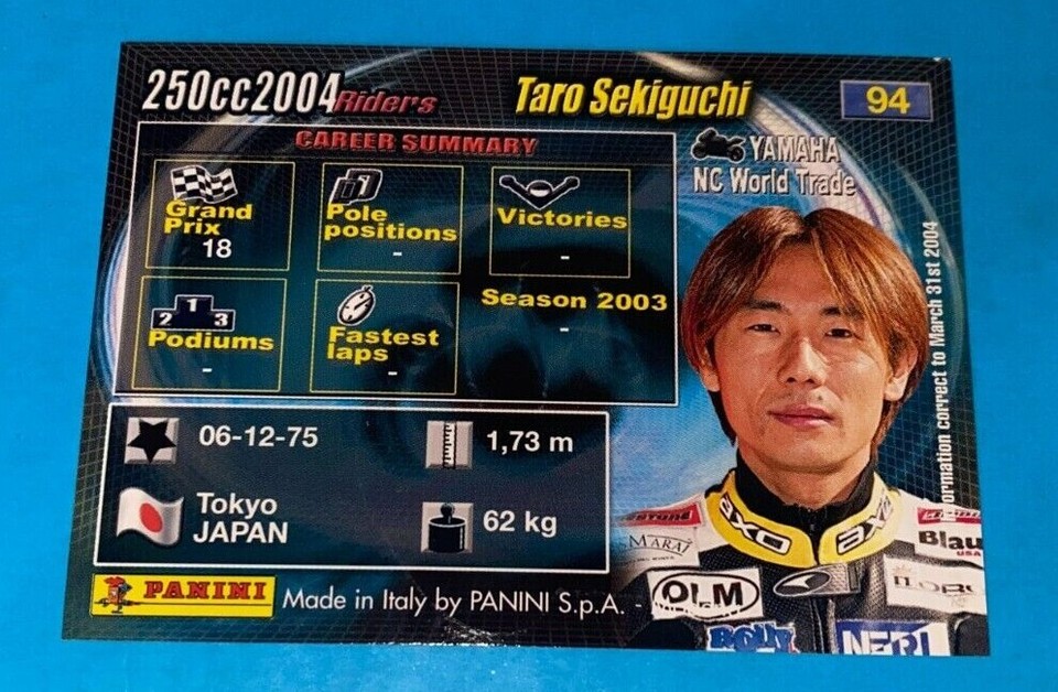 Moto gp 2004-Card Panini Taro Sekiguchi n.94 trading card | eBay