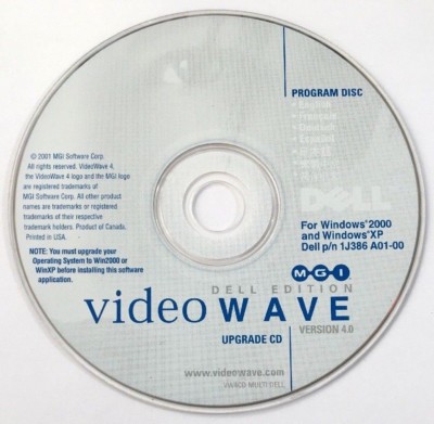 DELL MGI Video Wave v.4.0 upgrade CD, Win 2000/XP 2001 P/N 1J386 A01-00 ...