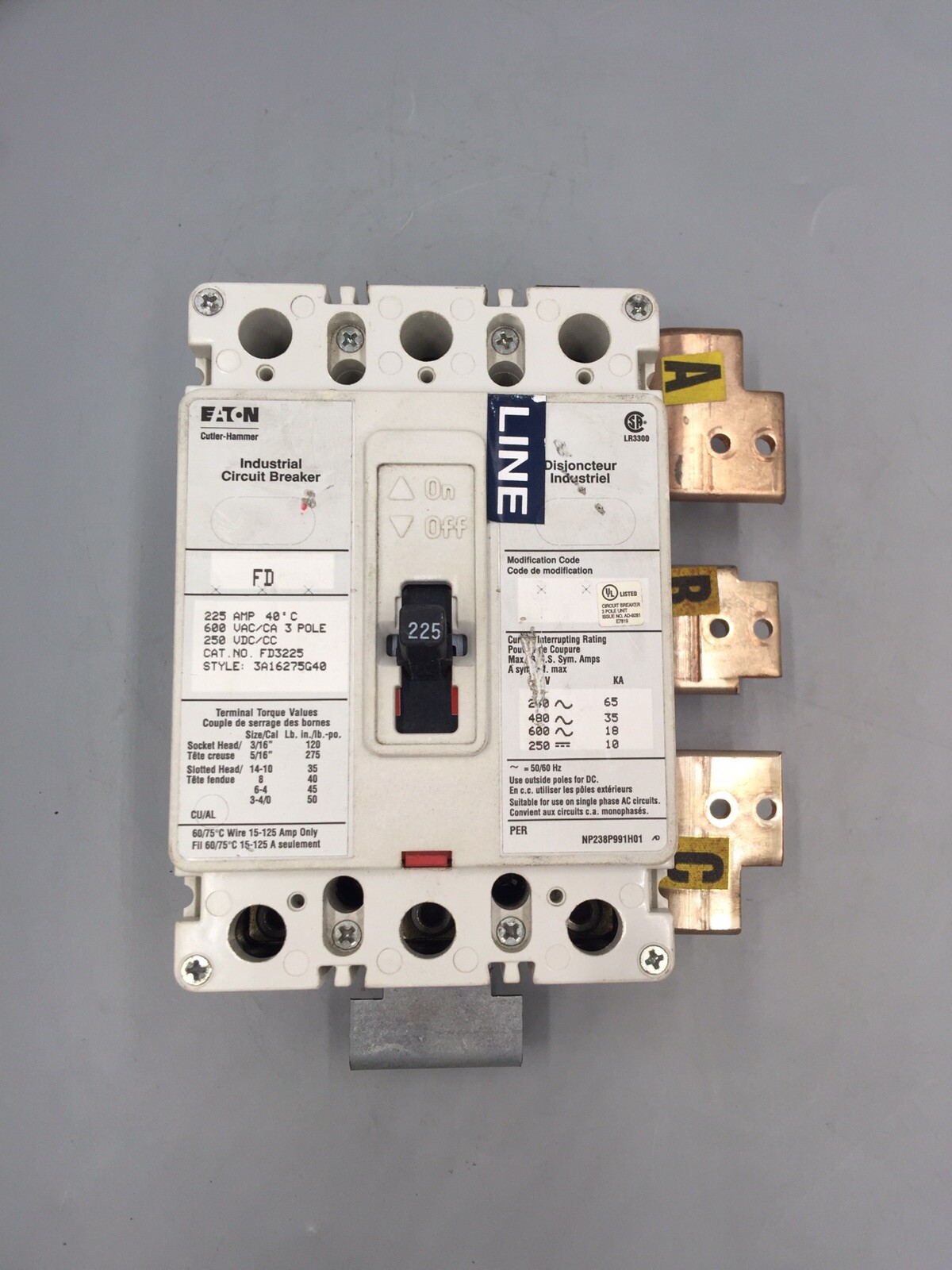 HOUSTON STOCK EATON FD3225 TYPE FD 225 AMPS 600V REFURB FREE 2 DAY AIR ...