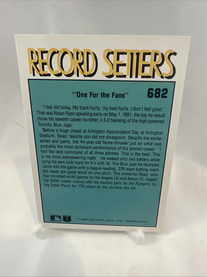 1992 Fleer - Record Setters Nolan Ryan #682 | eBay