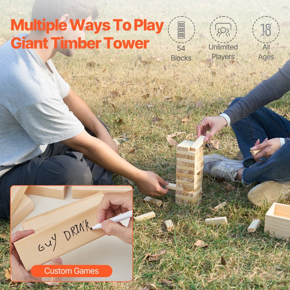 Tumbling Timber Toy 54 Blocks Tumble Tower Blocks Game Pine Wood Crate ...