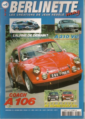 BERLINETTE MAG 5 COACH ALPINE A106 RENAULT 5 ALPINE GOLF GTI ALPINE ...