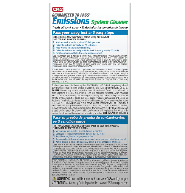 CRC 05063 Guaranteed to Pass Emissions Test Formula | 12 Fl Oz ...