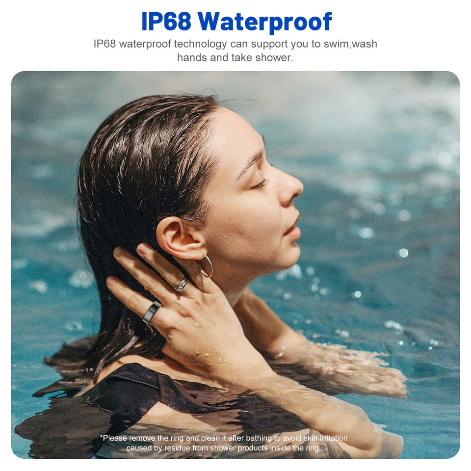 Smart Ring Health Waterproof Finger Rings Monitor Heart Rate Fitness ...