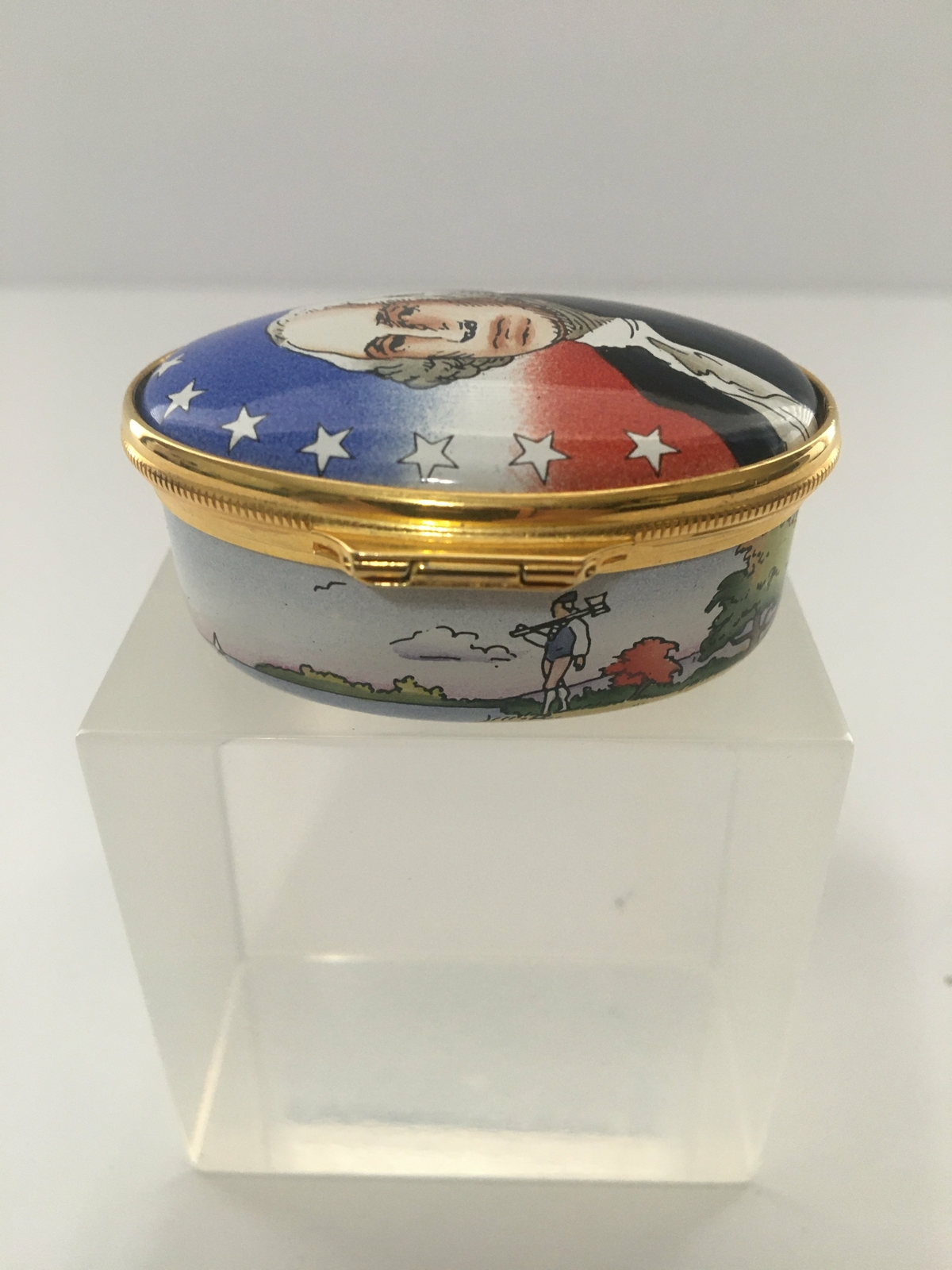 Halcyon Days Enamel Pill Box "George Washington" Designed by Tiffany ...