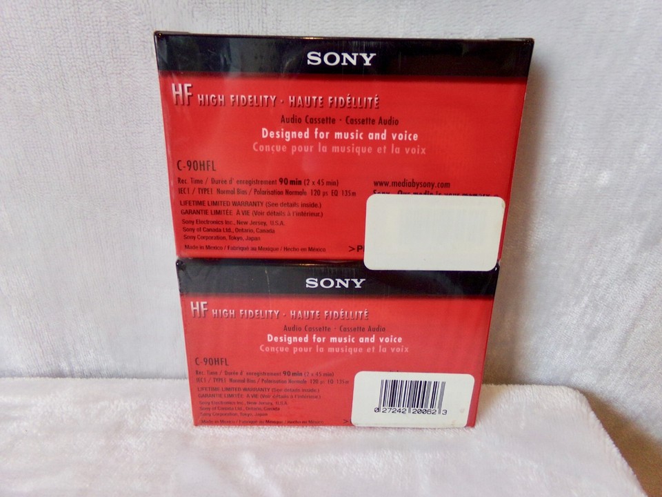 SONY HF 90 Minute Blank Audio Cassette Tape Lot (2) Tapes New Sealed | eBay