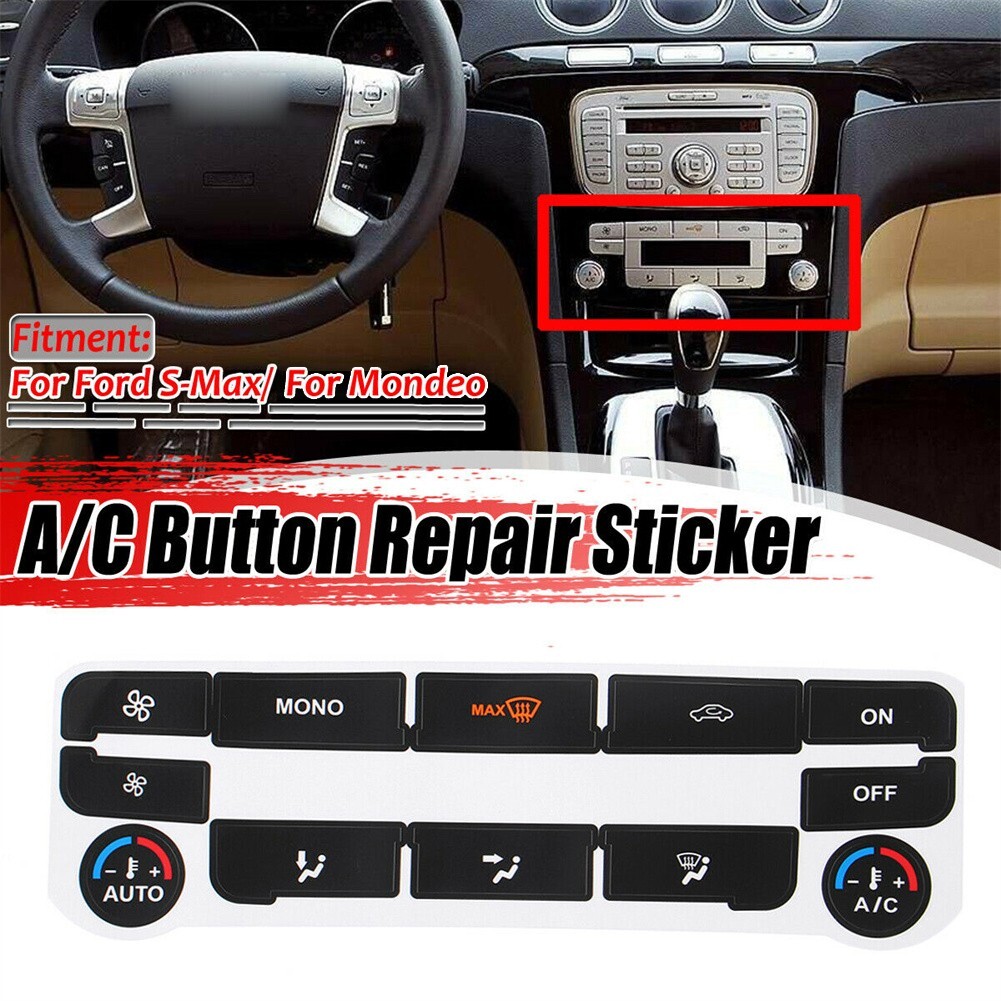 Customize Your For Ford SMax AC Buttons with Black Stickers Premium ...
