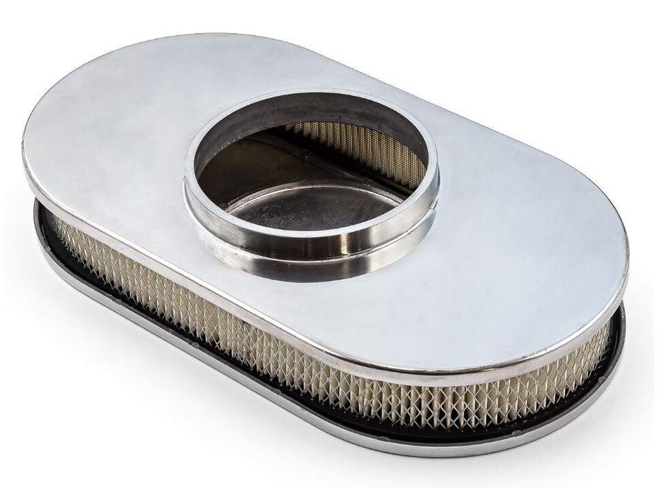 15'' x 2'' Oval Smooth Top Carb Air Cleaner Set Polished E40044P | eBay