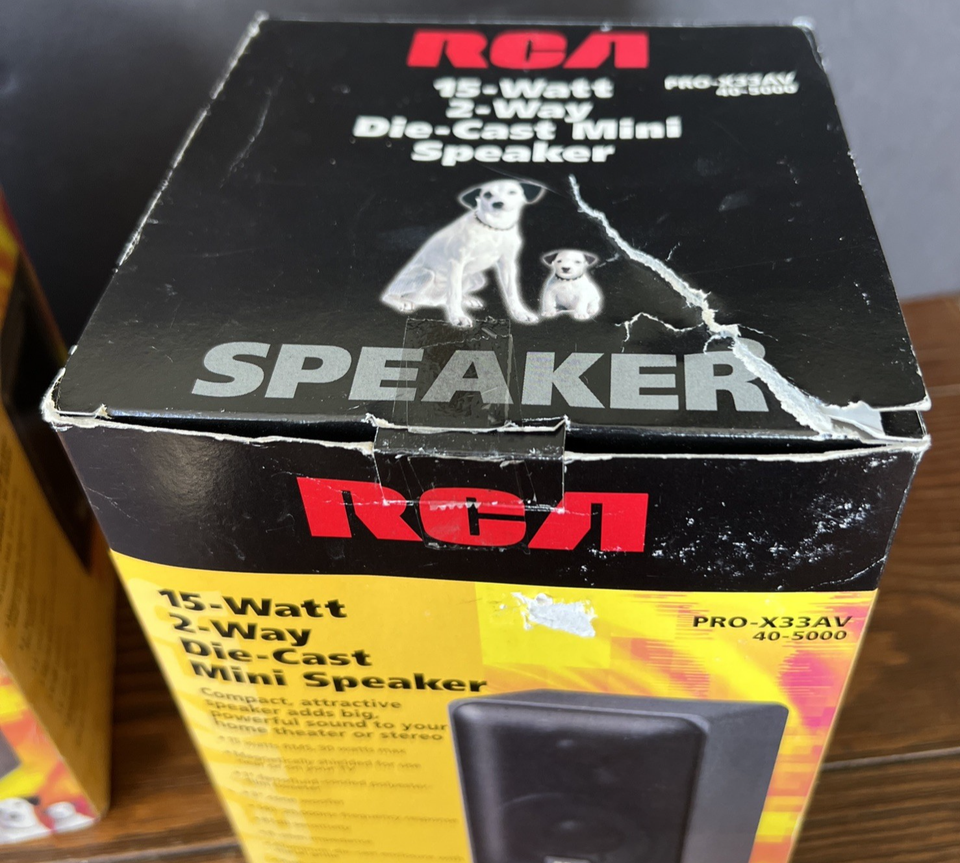 NEW Pair RCA 2‑Way Die‑Cast Mini Speakers PRO‑X33AV 40-5000 NOS 15 Watt ...