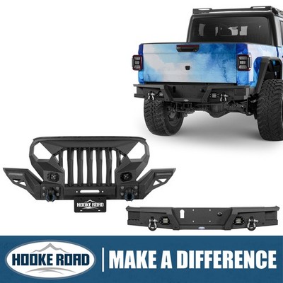 Grille Front Rear Bumper w/ Winch Plate LED Lights For Jeep 20-25 ...