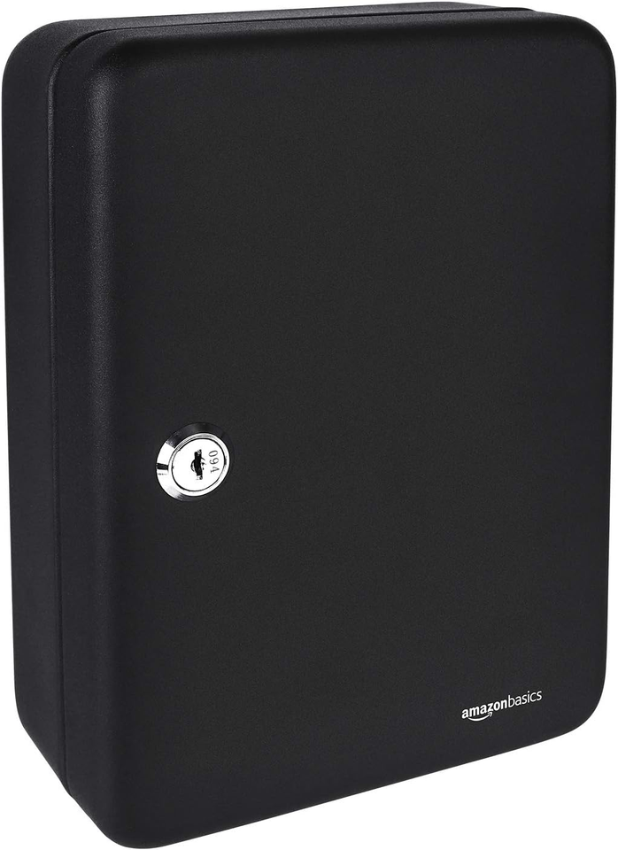 Locking Steel Cabinet Security Lock Box with 48 Key Hooks, Black, 2.8 ...