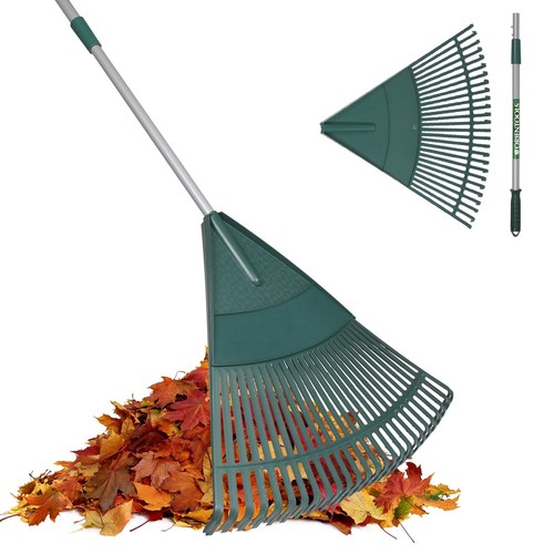 Garden Leaf Rake, Adjustable Lightweight Steel Handle, Comfortable Grip ...