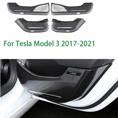 Carbon Fiber Inner Door Protection Panel Cover Trim For Tesla Model 3 ...