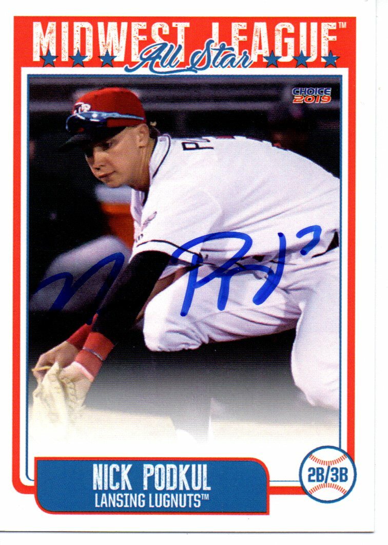 Nick Podkul 2019 Lansing Lugnuts Midwest League All Star Game Signed ...