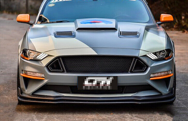 For Ford Mustang 2018-2023 RTR Paint Black Front Bumper Center Hood ...