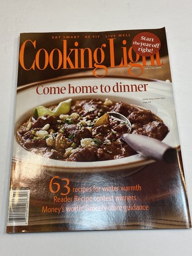 Cooking Light Magazine Jan Feb 2009 Slow Cooker Chili Home Dinner ...