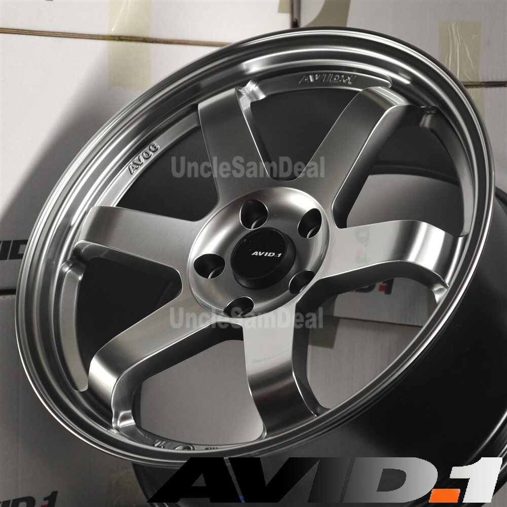 17x8 5x114.3 +35 OFFSET AVID.1 AV-06 HYPER BLACK 6 SPOKES SPORT WHEELS ...
